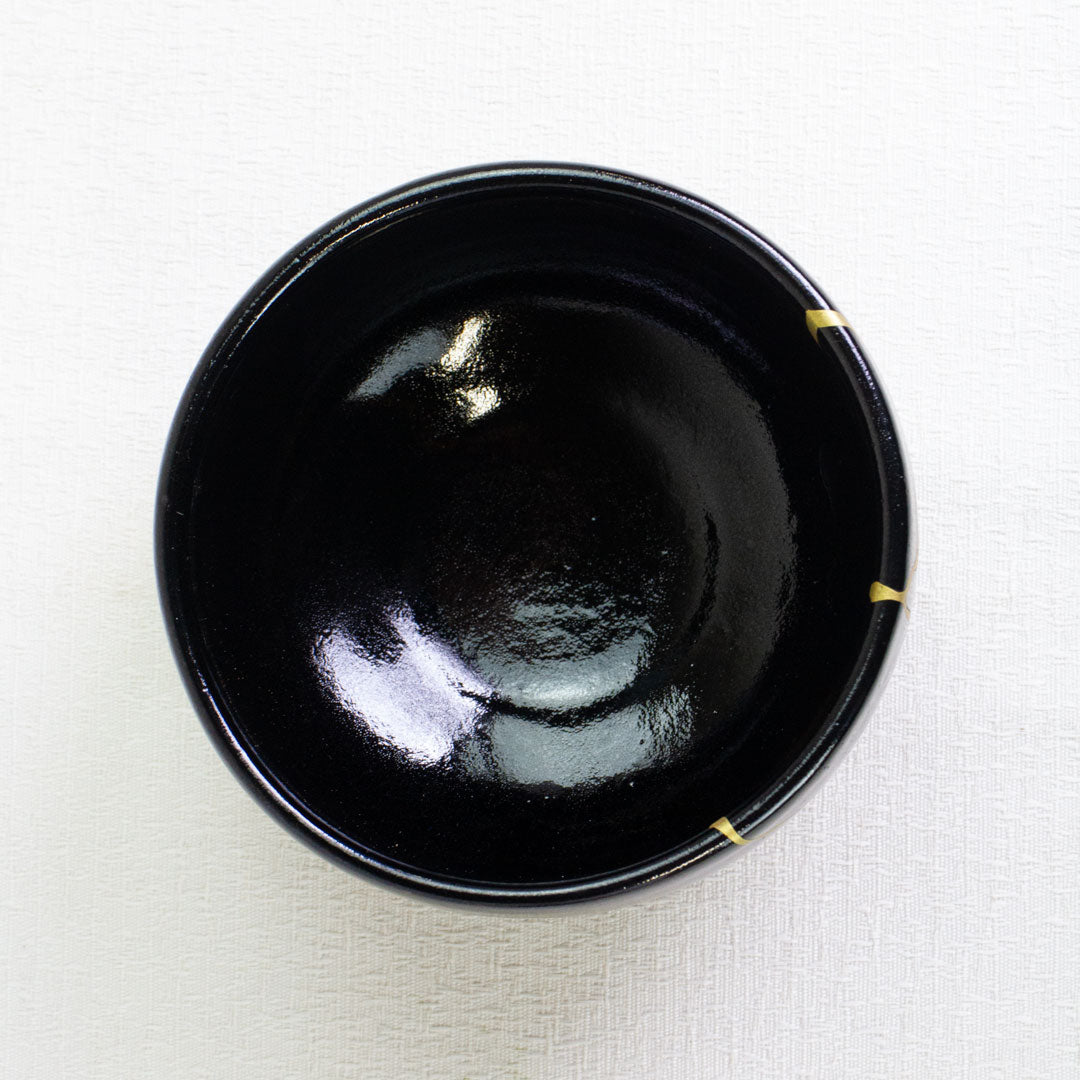 KINTSUGI Black Gold Leaf Matcha Tea Bowl Chawan (500ml) - Purematcha ...