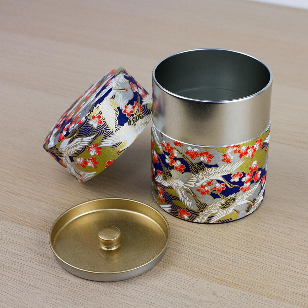 CRANE Blue Japanese Washi Tea Canister 200g (Wide)– Purematcha Australia