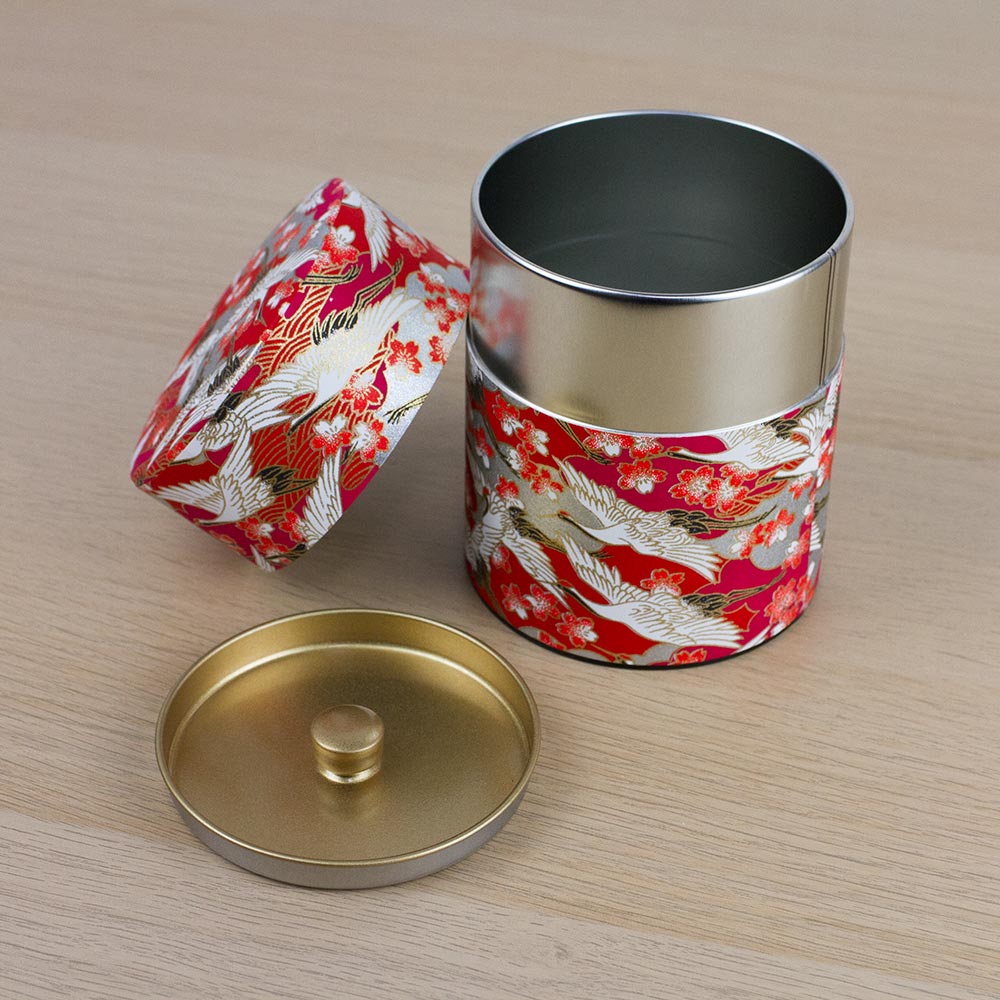 CRANE Red Japanese Washi Tea Canister 200g (Wide)– Purematcha Australia