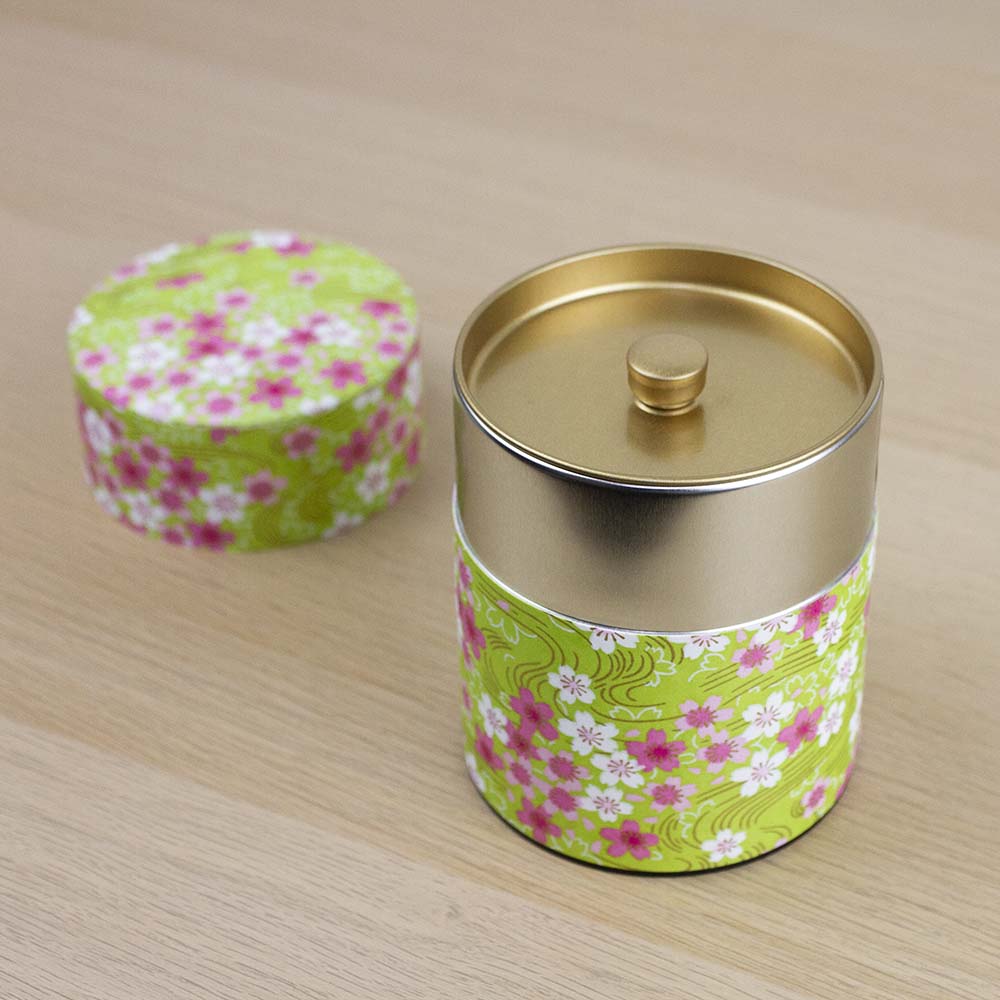 SAKURA Green 200g Washi Wrapped Tea Canister (Wide)– Purematcha Australia